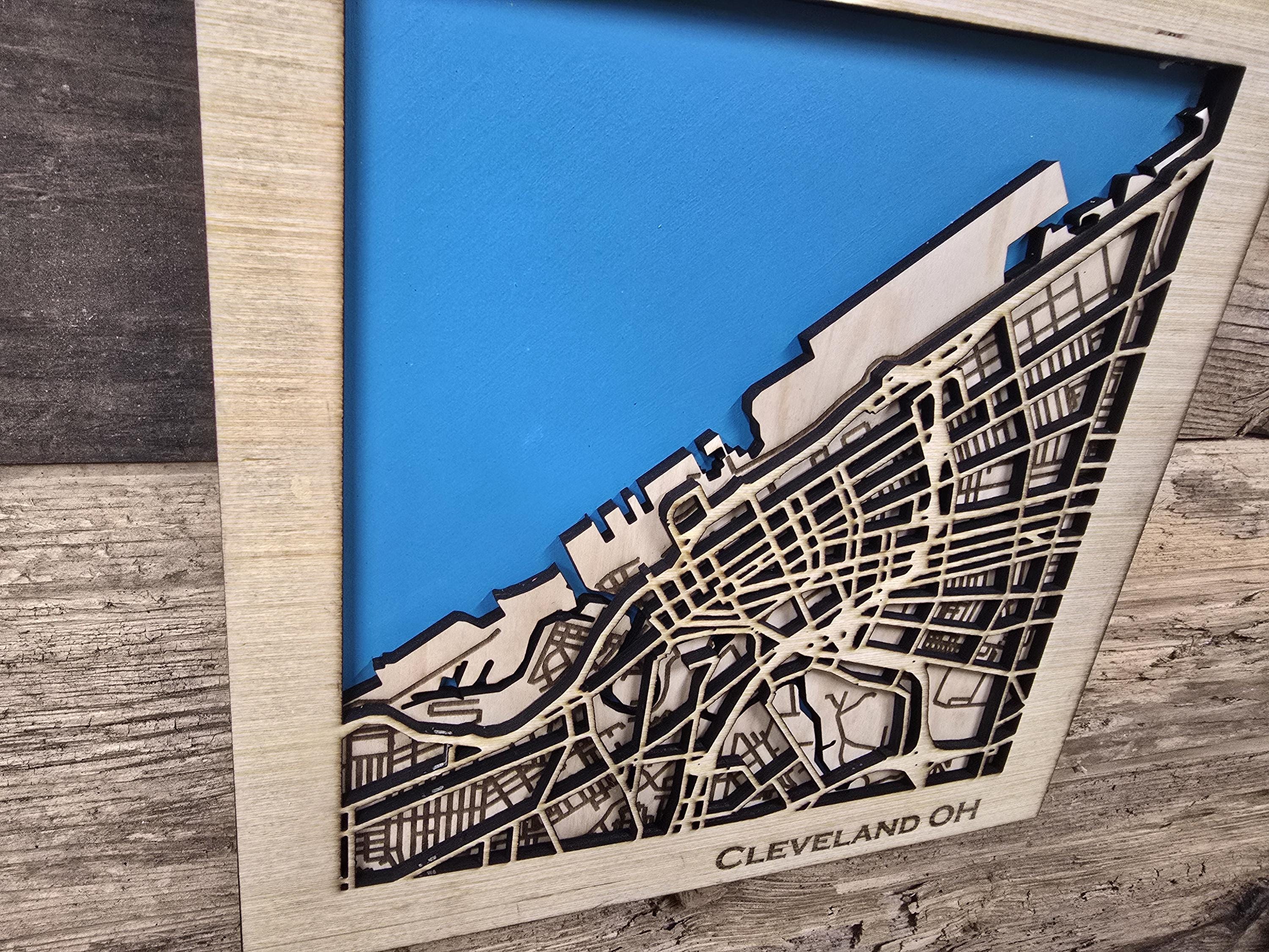 Cleveland Ohio Layered Map SVG File: Laser Cut City Map (digital ...