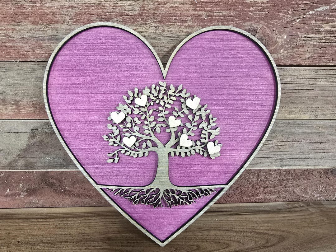 Heart Shaped Family Tree Svg, Family Tree Laser Cutting, Family Tree ...