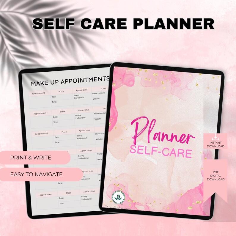 Digital Self-care Planner Templates | Customizable PDF for Goodnotes ...