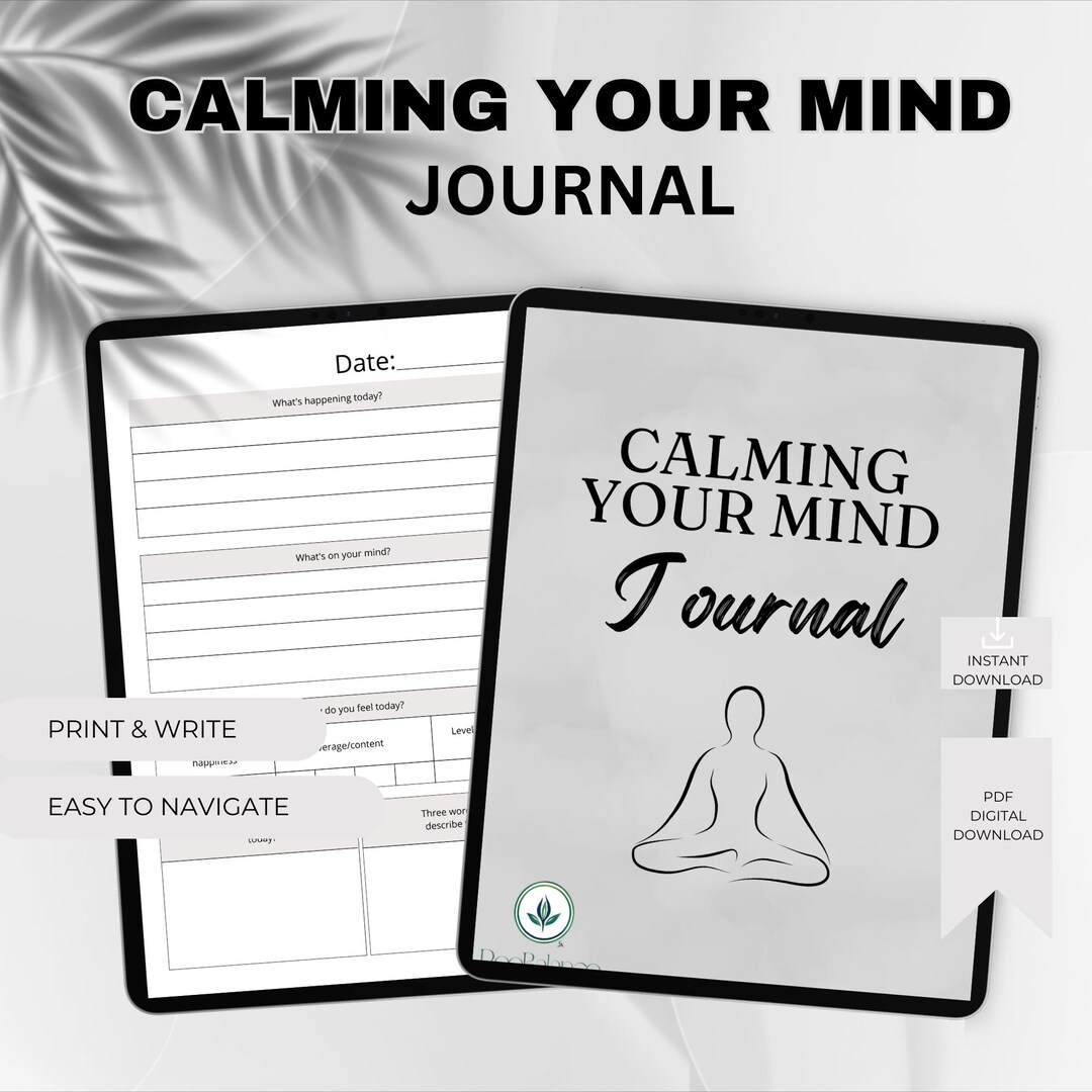 Calming Your Mind Journal | Digital Self-care & Anxiety Relief Workbook ...