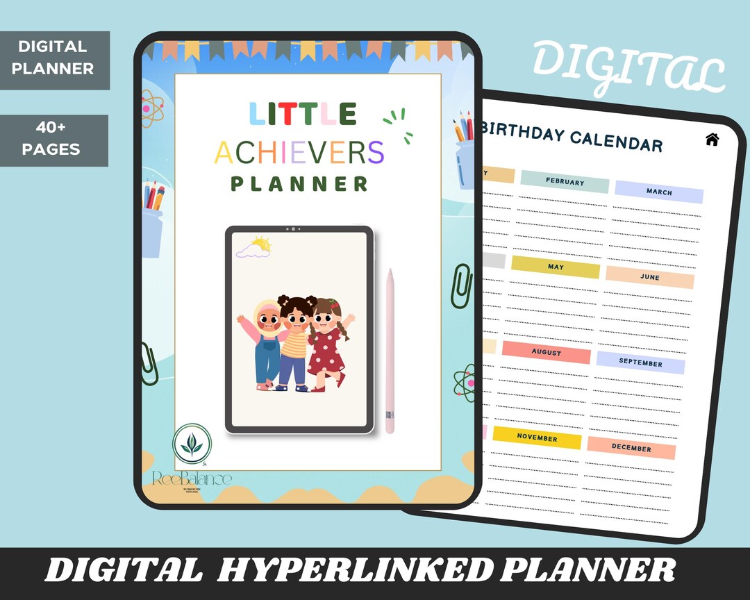 Kids Hyperlinked Planner Kids Monthly Planner Kids Planner Pages Weekly ...