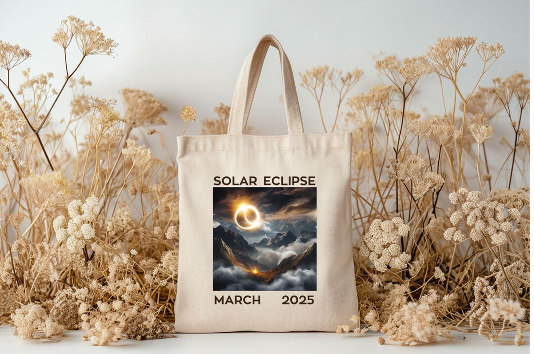 Solar Eclipse March 2025 Tote Bag, Solar Eclipse Cotton Canvas Tote Bag ...