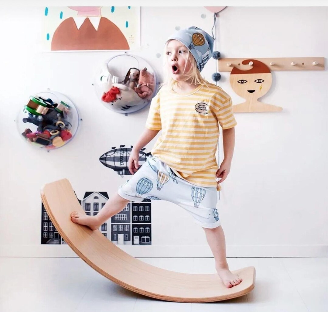 Wooden Montessori Balance Board, Waldorf, Curved Board, Swing Board ...