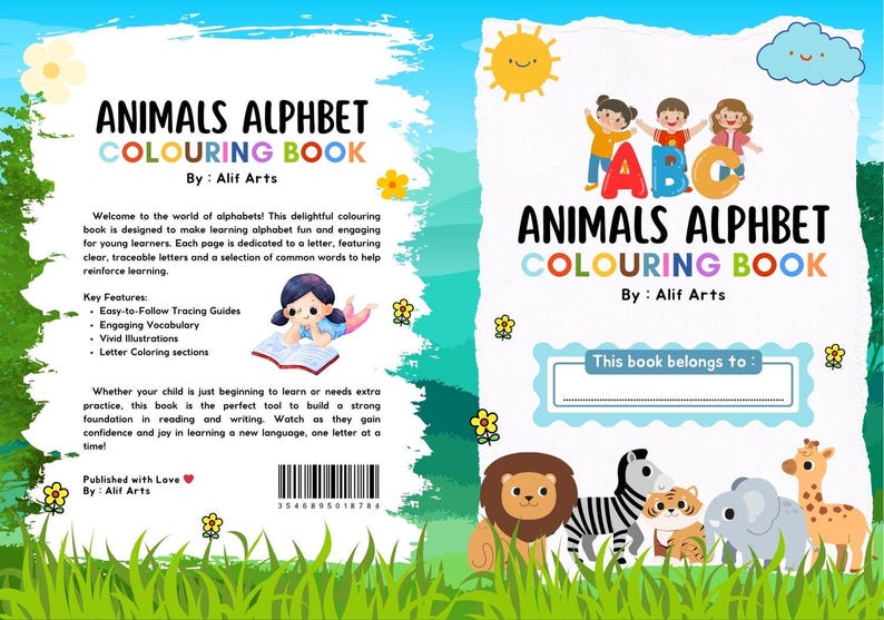 Animals Alphabet Coloring Printable Book - Educational ABC Activity ...