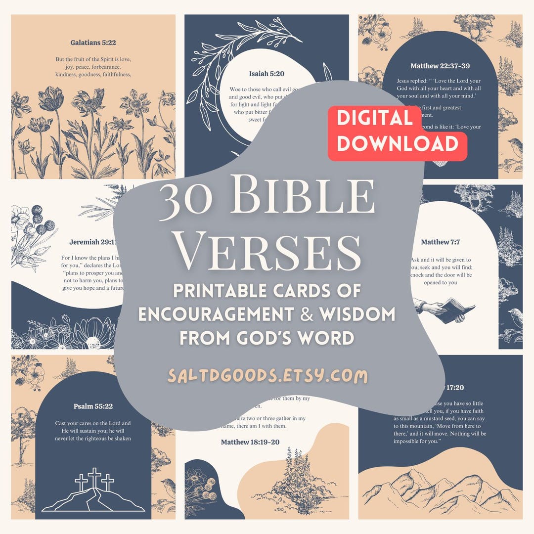 30 Bible Verse Cards Printable Download, Scripture Verse Cards ...
