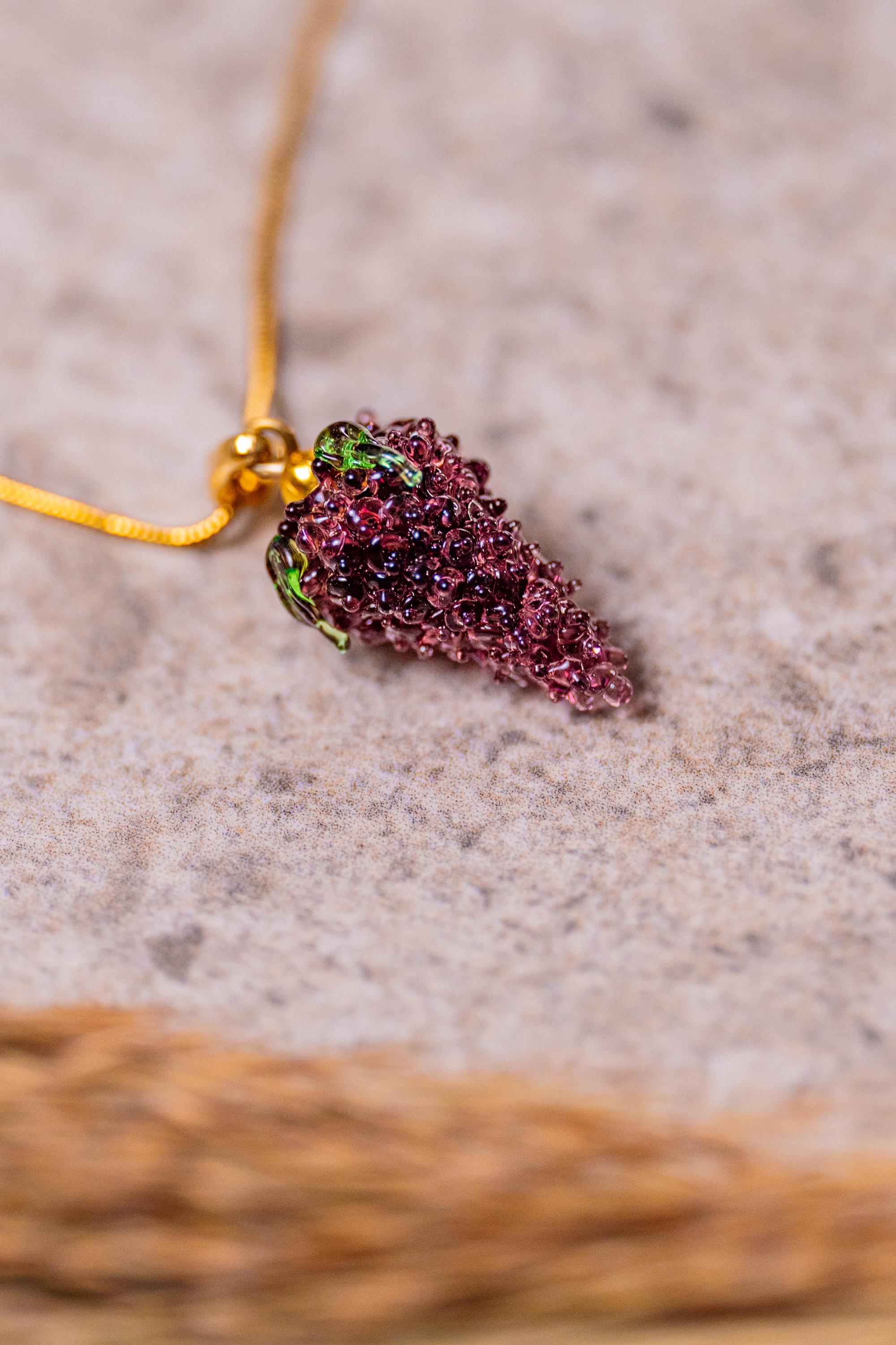 Handmade Murano Glass Grape Necklace: Gold Plated Charm - Etsy
