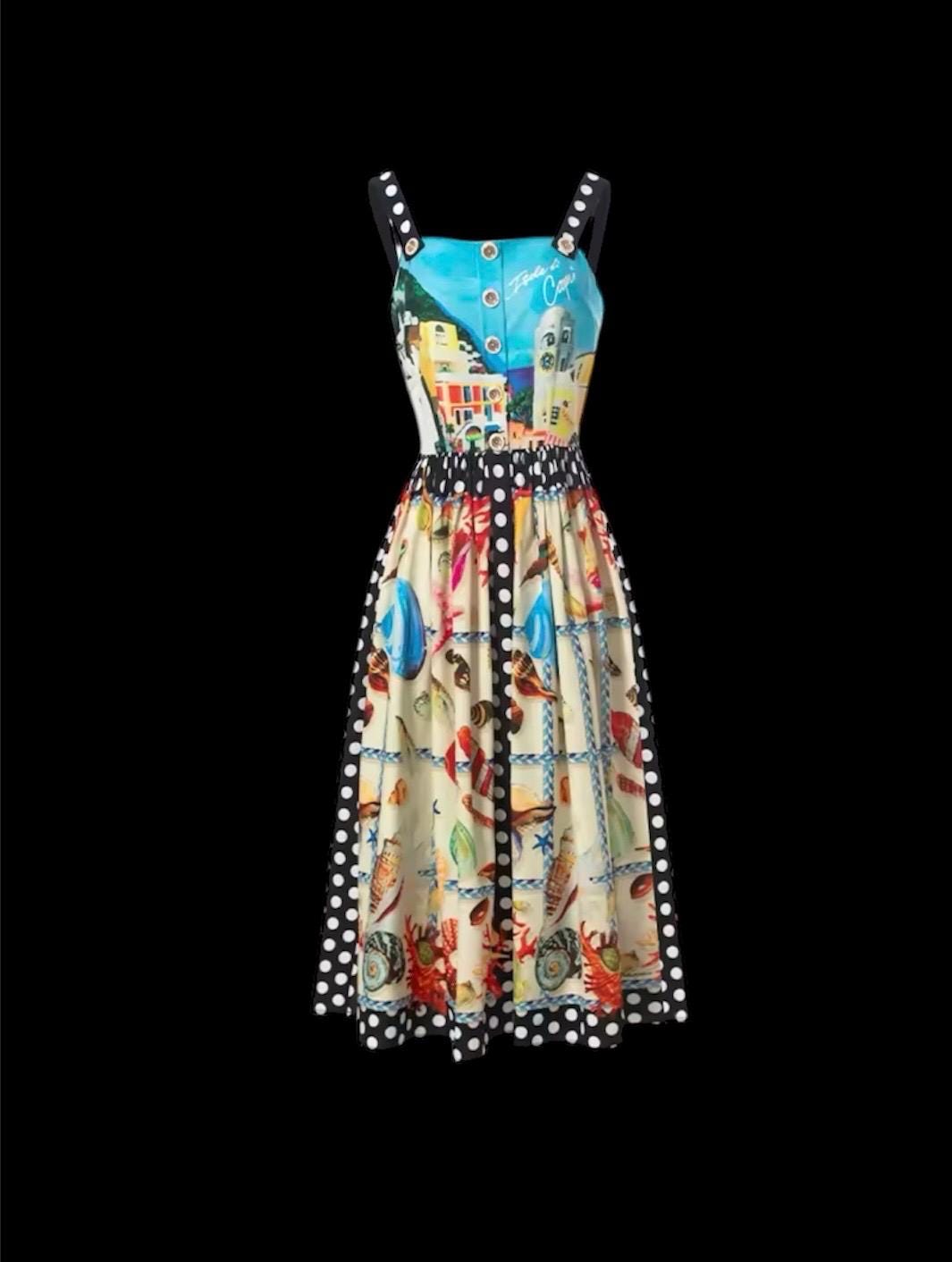 Handmade Italian Cotton Dress: Sicilian Print Summer Sundress - Etsy