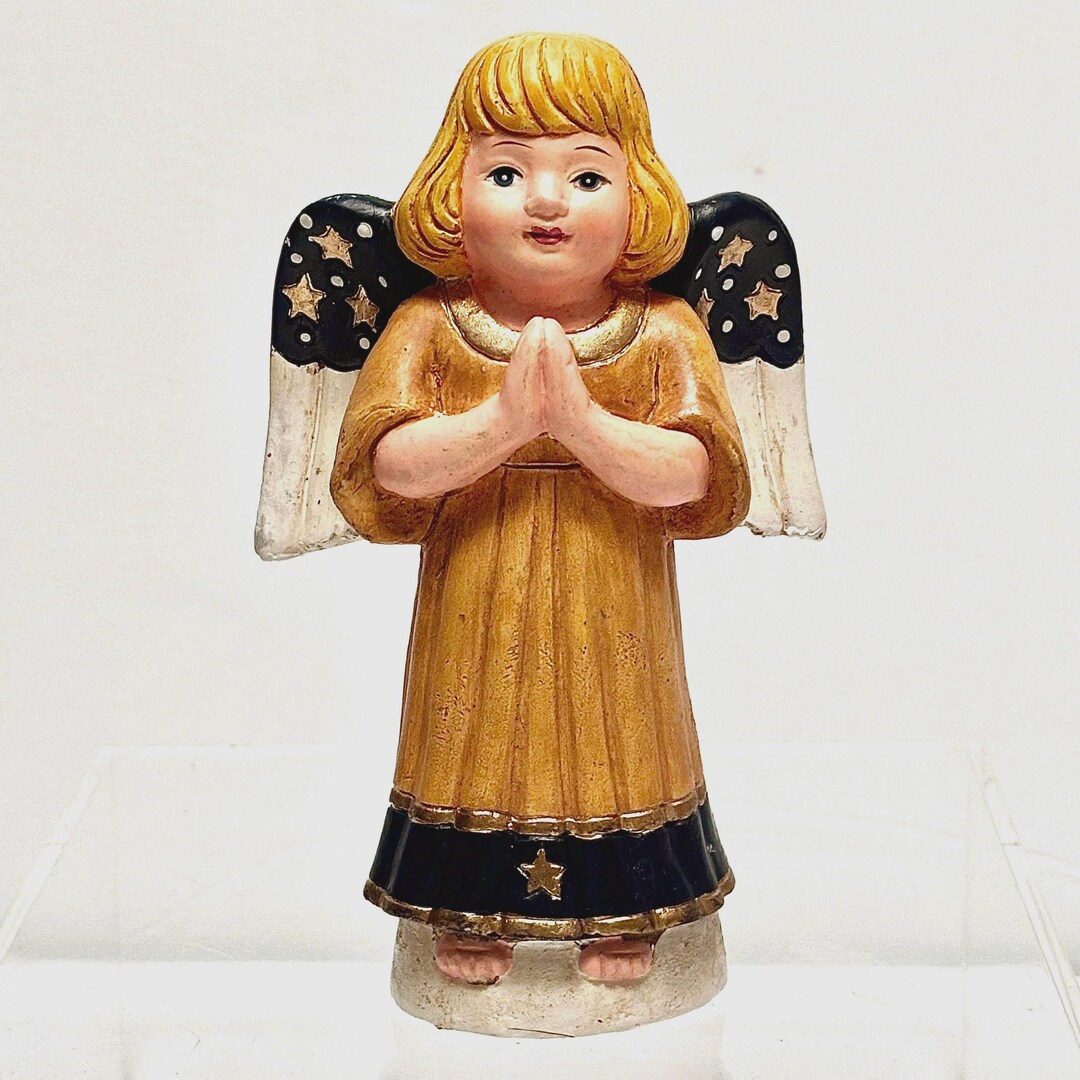 Vintage Wood Angel Hand Painted Vintage Angel Figurine Collectible ...