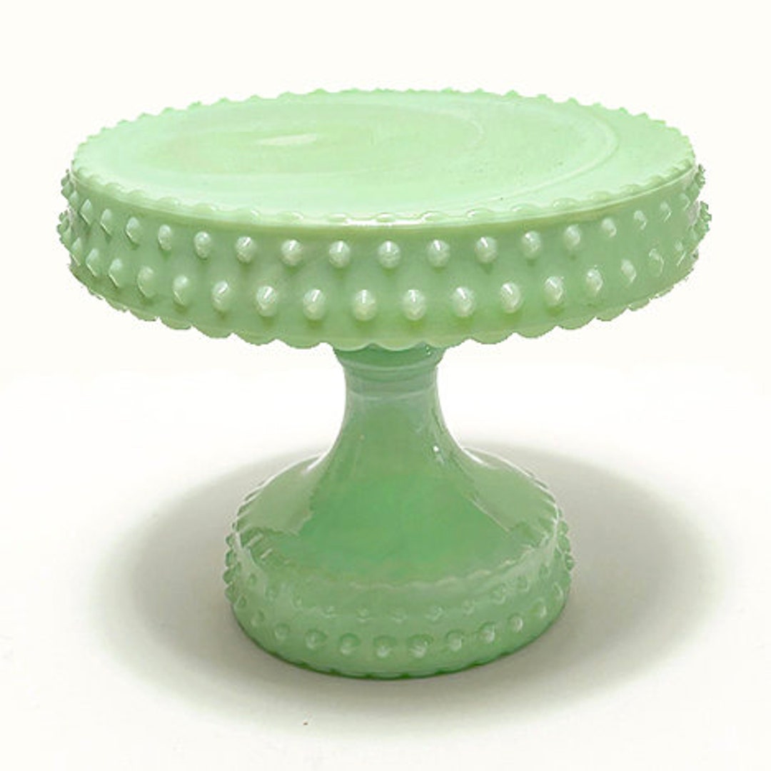 Vintage LE Smith Jadeite Hobnail Cake Stand Pedestal Jadeite Cake Stand Vintage Cake Stand ...