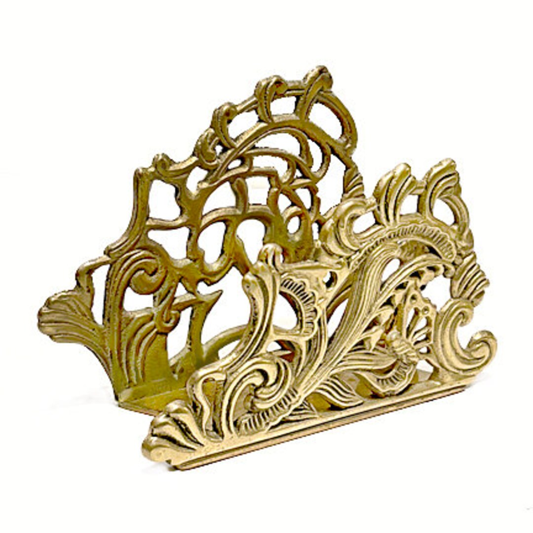 Vintage Brass Letter Holder Decorative Brass Letter Holder Desk Letter ...
