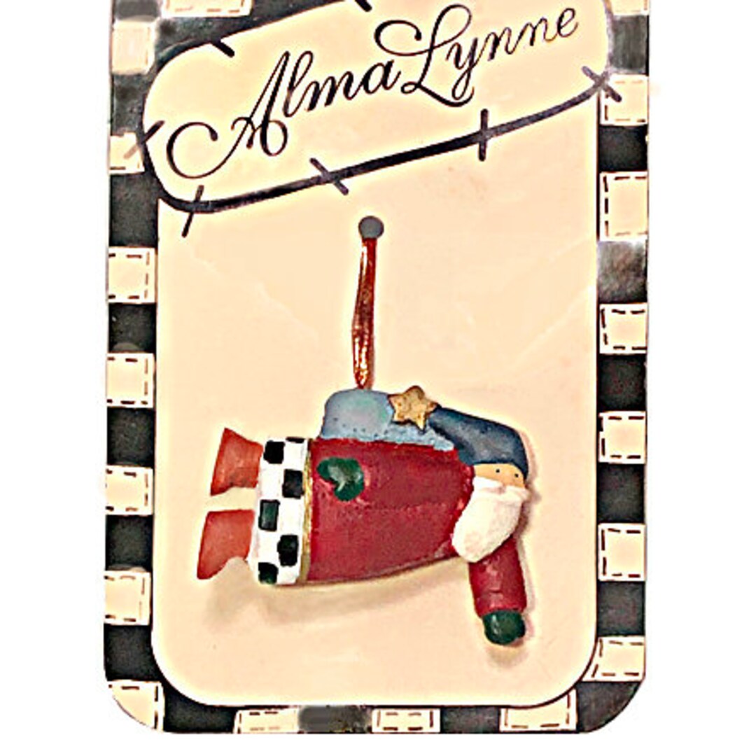 FOUR Vintage 1 3/4 Alma Lynne Miniature Santa Ornament - Etsy