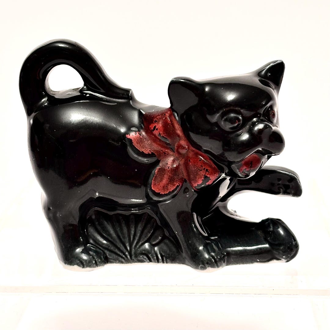 Rare Antique Pottery Dog Table Match Holder With Bottom Strike Dog ...
