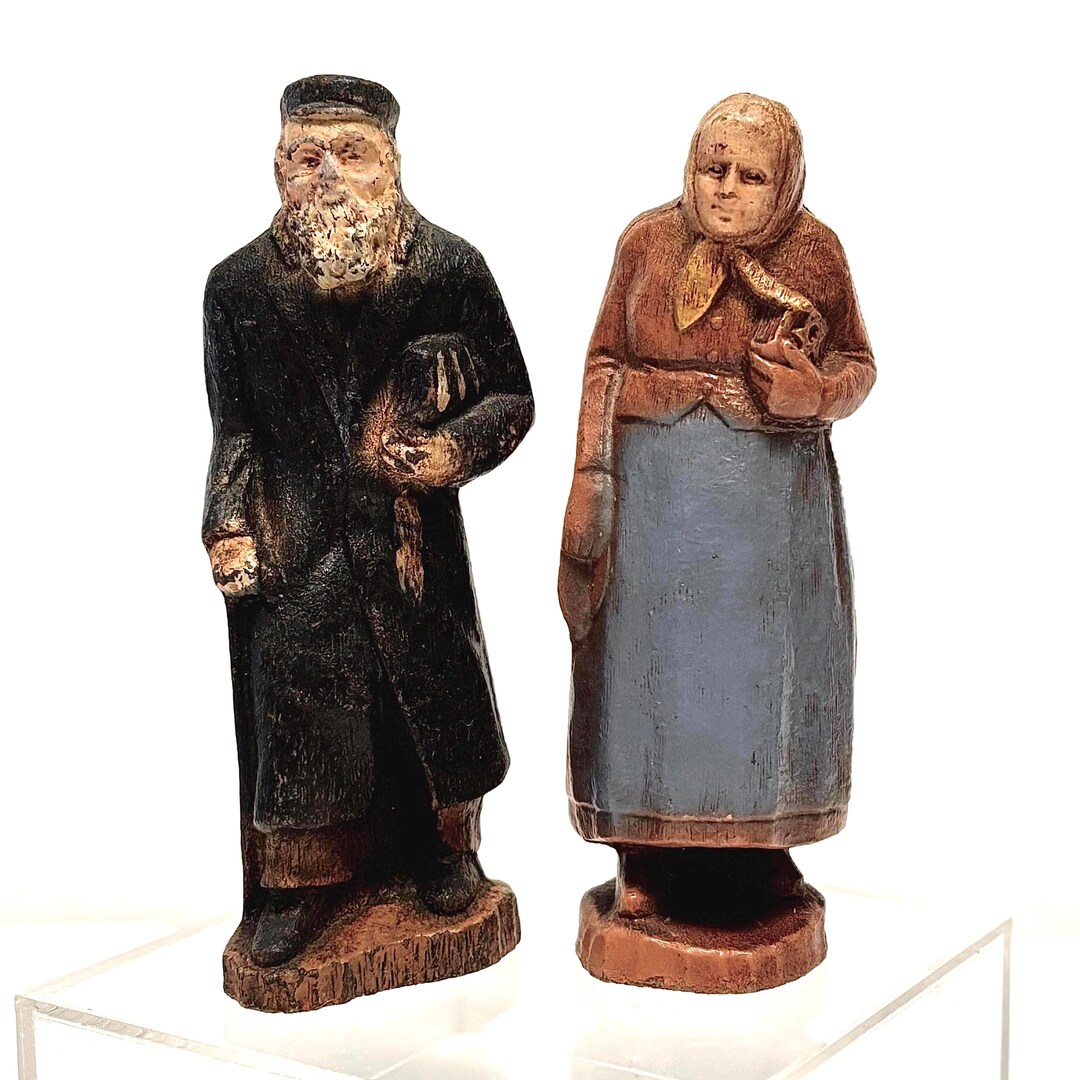 Vintage 1930s Jewish Figurines Syroco Bubbe and Zaydi Vintage Jewish ...