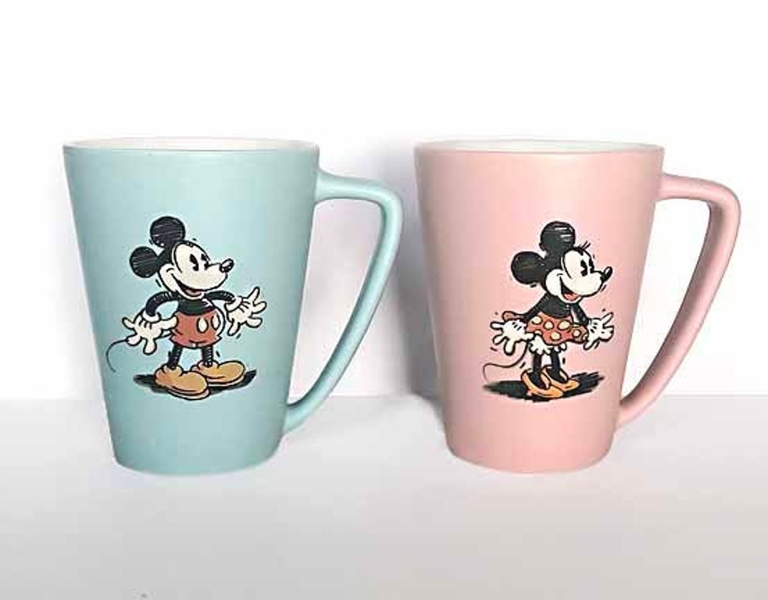 2 Disney Mickey Mouse & Minnie Mouse Mugs Large Disney Ceramic Mugs ...