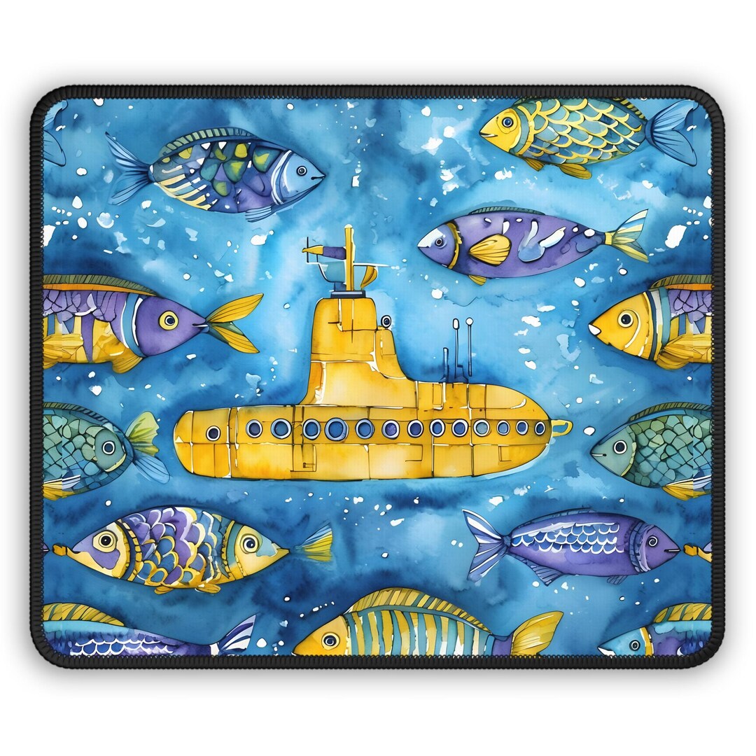 Trippy Yellow Submarine Gaming Mouse Pad Custom 9x7 Inch Neoprene Mat ...