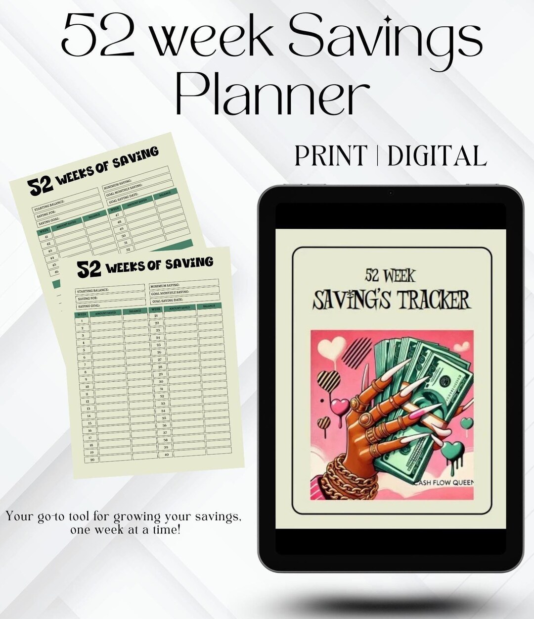 52-week Savings Tracker Printable & Digital A4, A5, US Letter Sizes ...