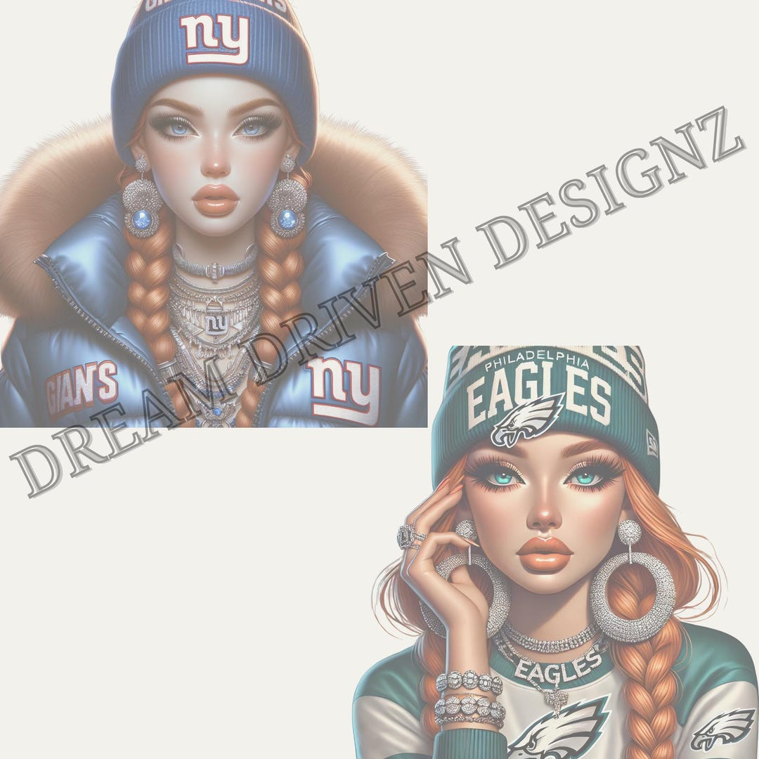 Eagles & Giants Braided Baddies Clipart Bundle Digital Sublimation Png ...
