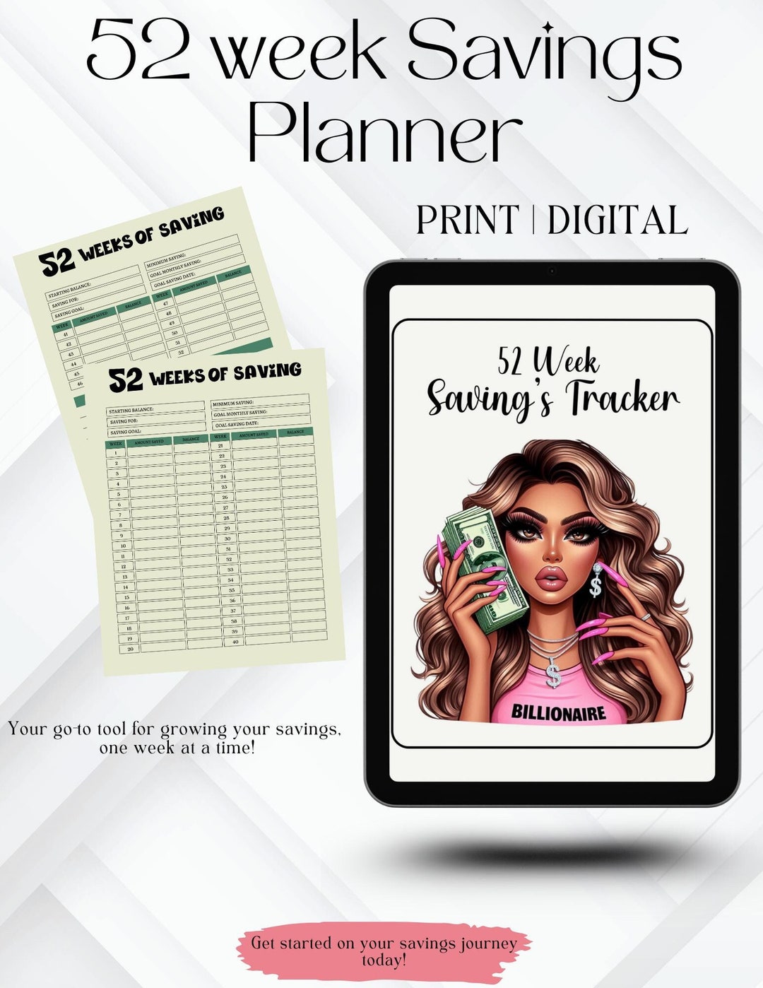 52-week Savings Tracker Printable & Digital A4, A5, US Letter Sizes ...