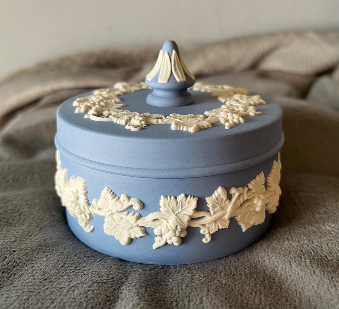 Wedgwood Blue Jasperware Lidded Trinket Dish With Grapevine Design - Etsy