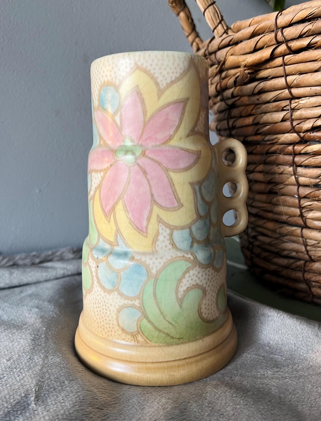 Vintage Art Deco Tuscan Decoro Pottery Floral Jug - Etsy