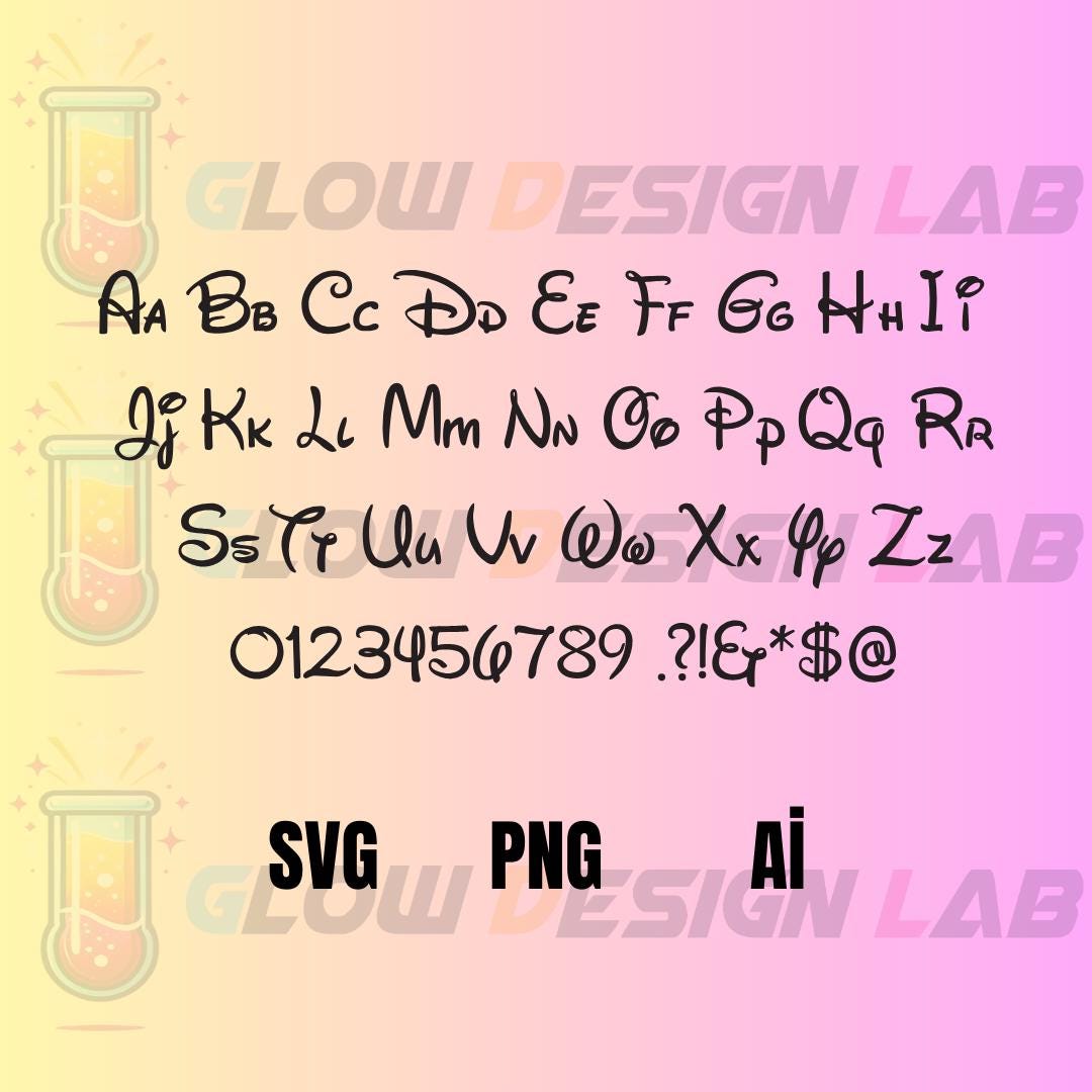 Disney-inspired Font Design for T-shirts, Bags and Mugs Svg, Png, Ai ...