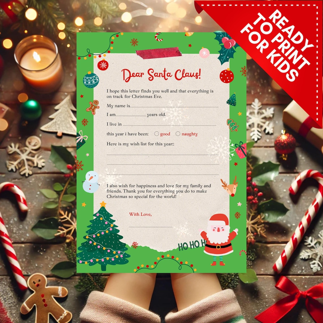 Santa Claus Letter Printable Christmas Letter to Santa Holiday Activity ...