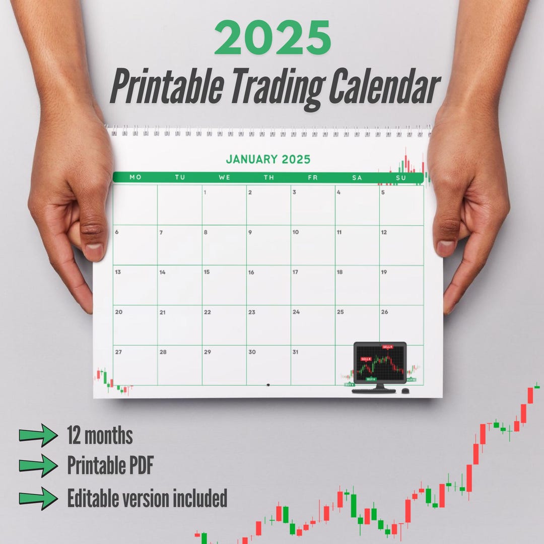 2025 Printable Trading Calendar | Simple Weekly Layout for Traders ...