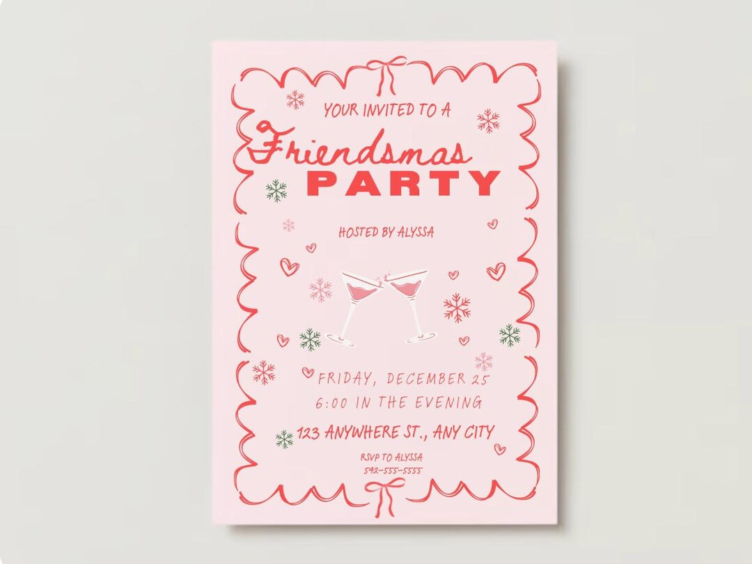 Editable Friendsmas Party Invitation, Christmas Invitation, Printable ...