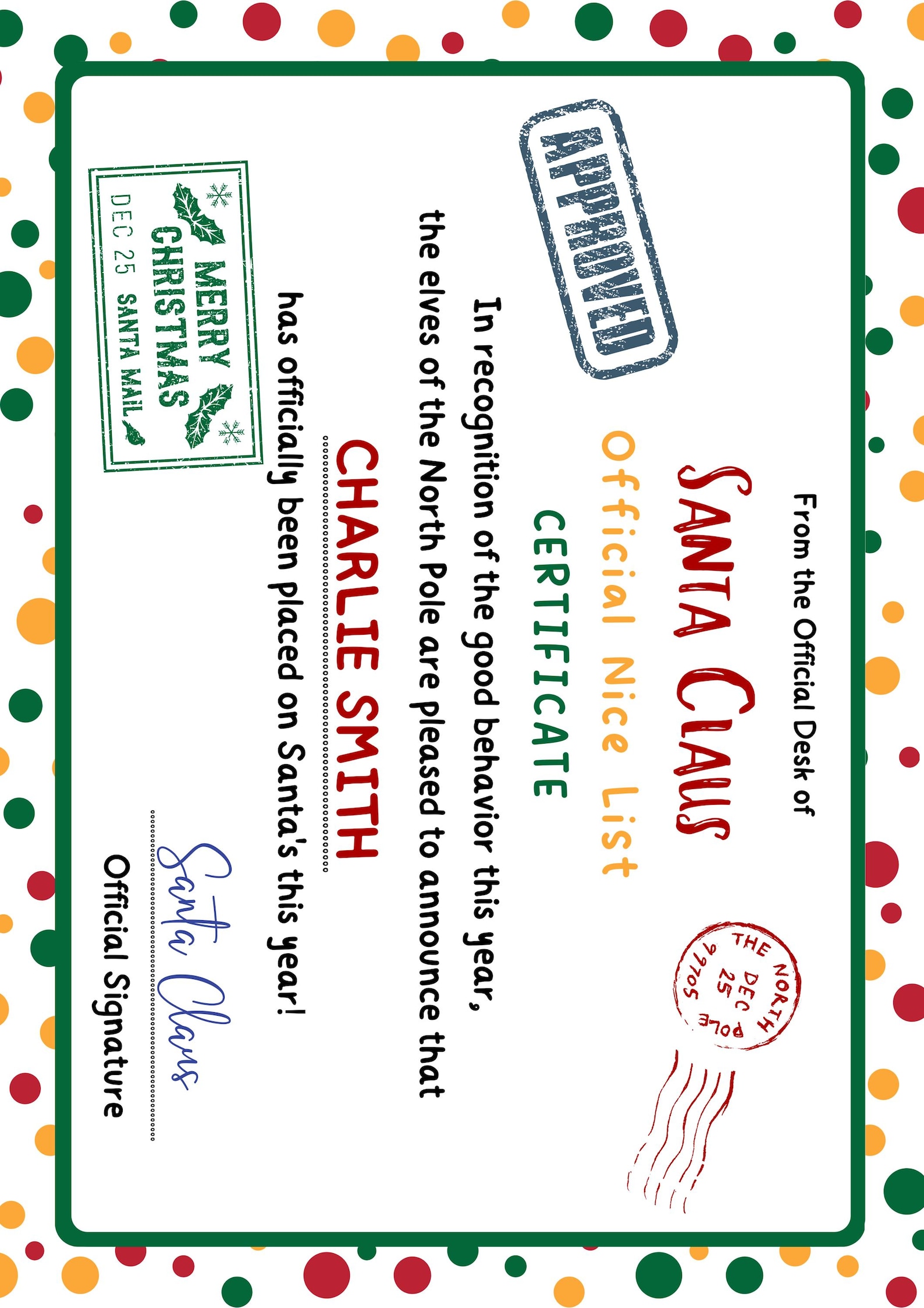 Santa Letter Template Kit: Customized Letter From Santa Claus, Nice ...