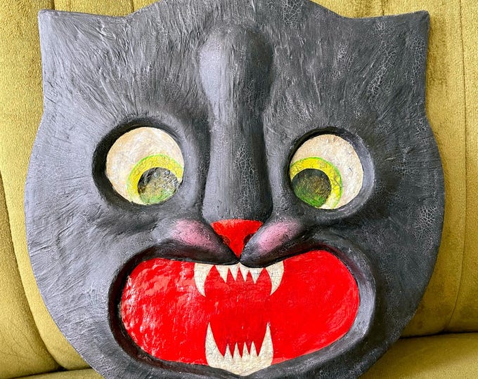Original Art | Big Scary Cat Face | Paper Mache With Acrylic Paint ...