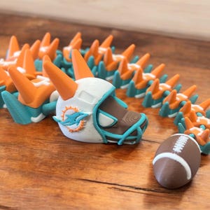 3D Printed Miami Dolphins-inspired Articulated Dragon – Fan Gift ...