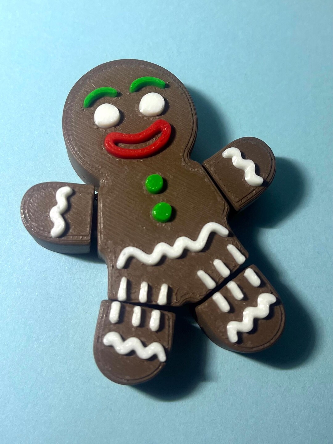 Flexible 3D Printed Gingerbread Man Fidget Toy - Perfect for Stress ...