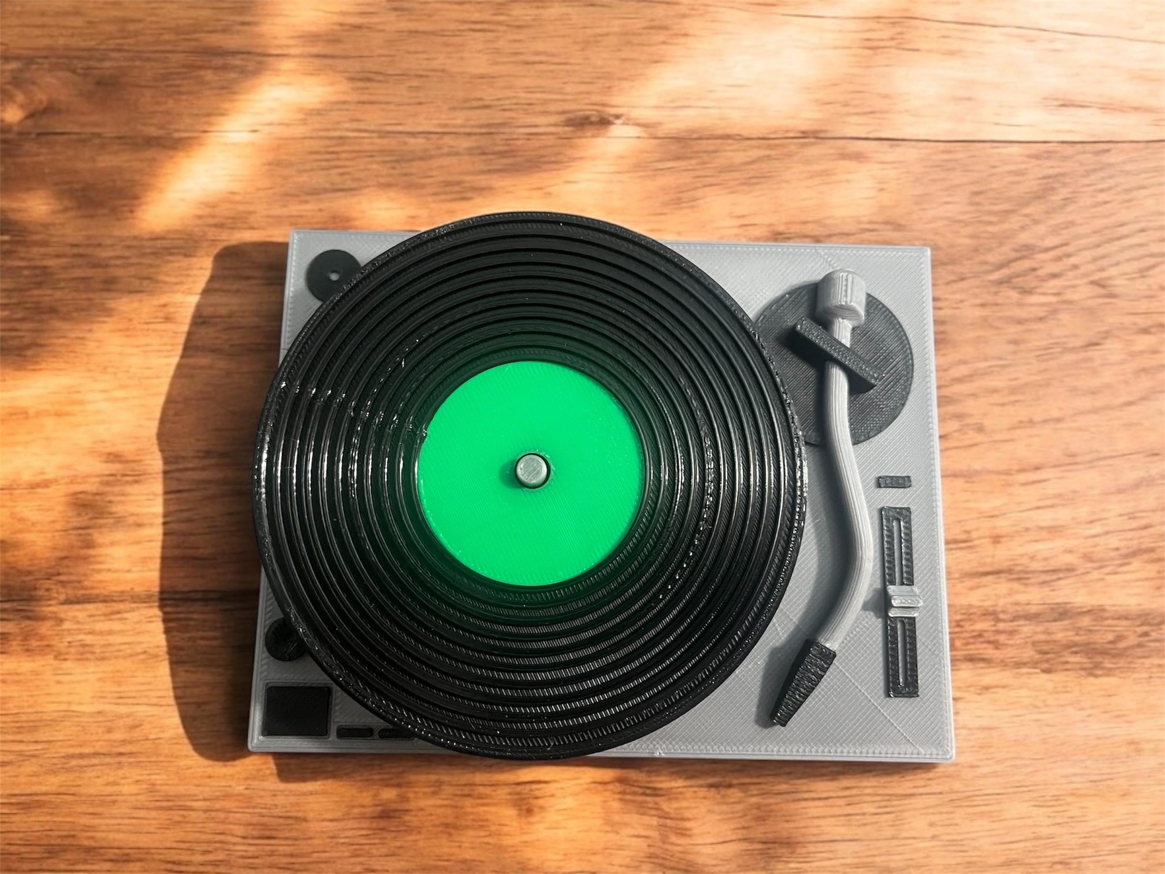 Retro Vinyl Record Coaster Set With Turntable Holder - Etsy