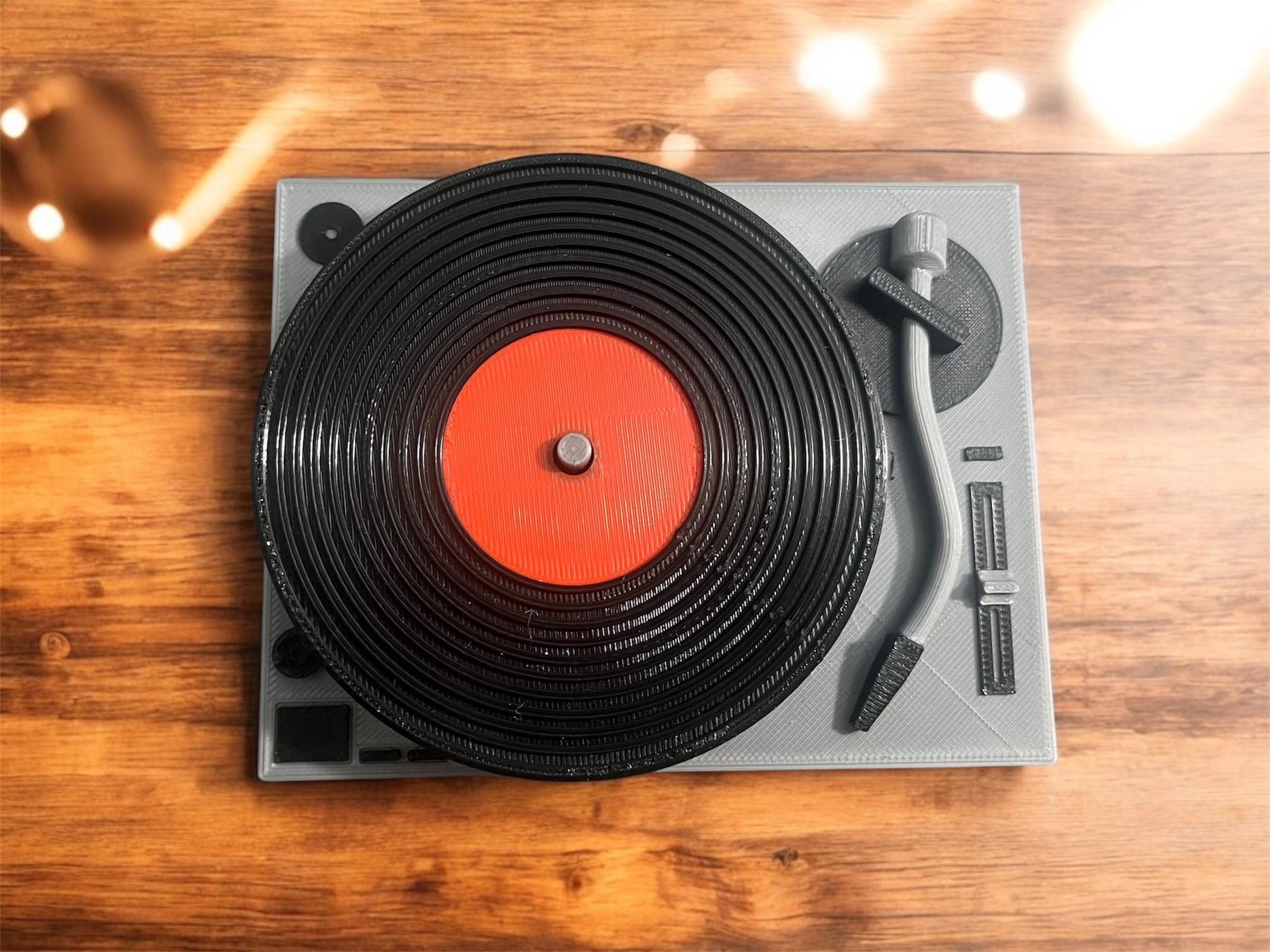 Retro Vinyl Record Coaster Set With Turntable Holder - Etsy