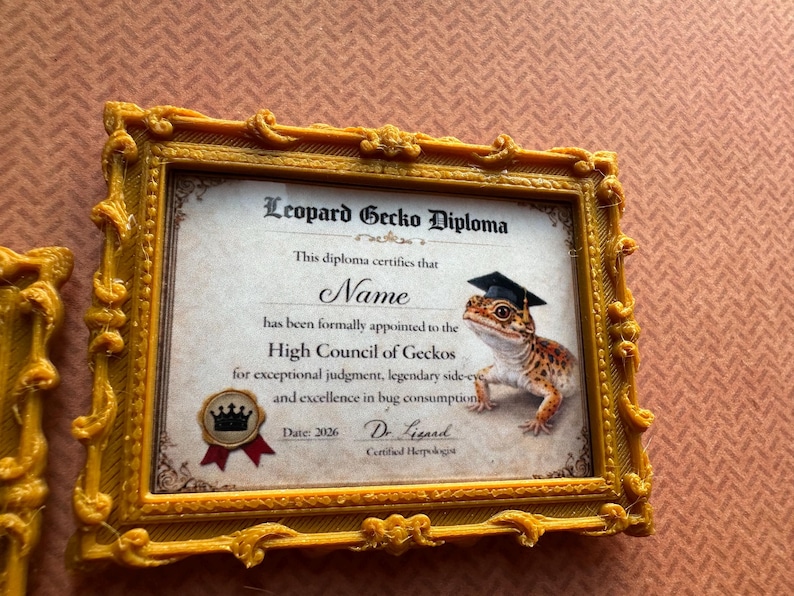 Custom Reptile Diploma Frame | Funny Bearded Dragon or Leopard Gecko ...