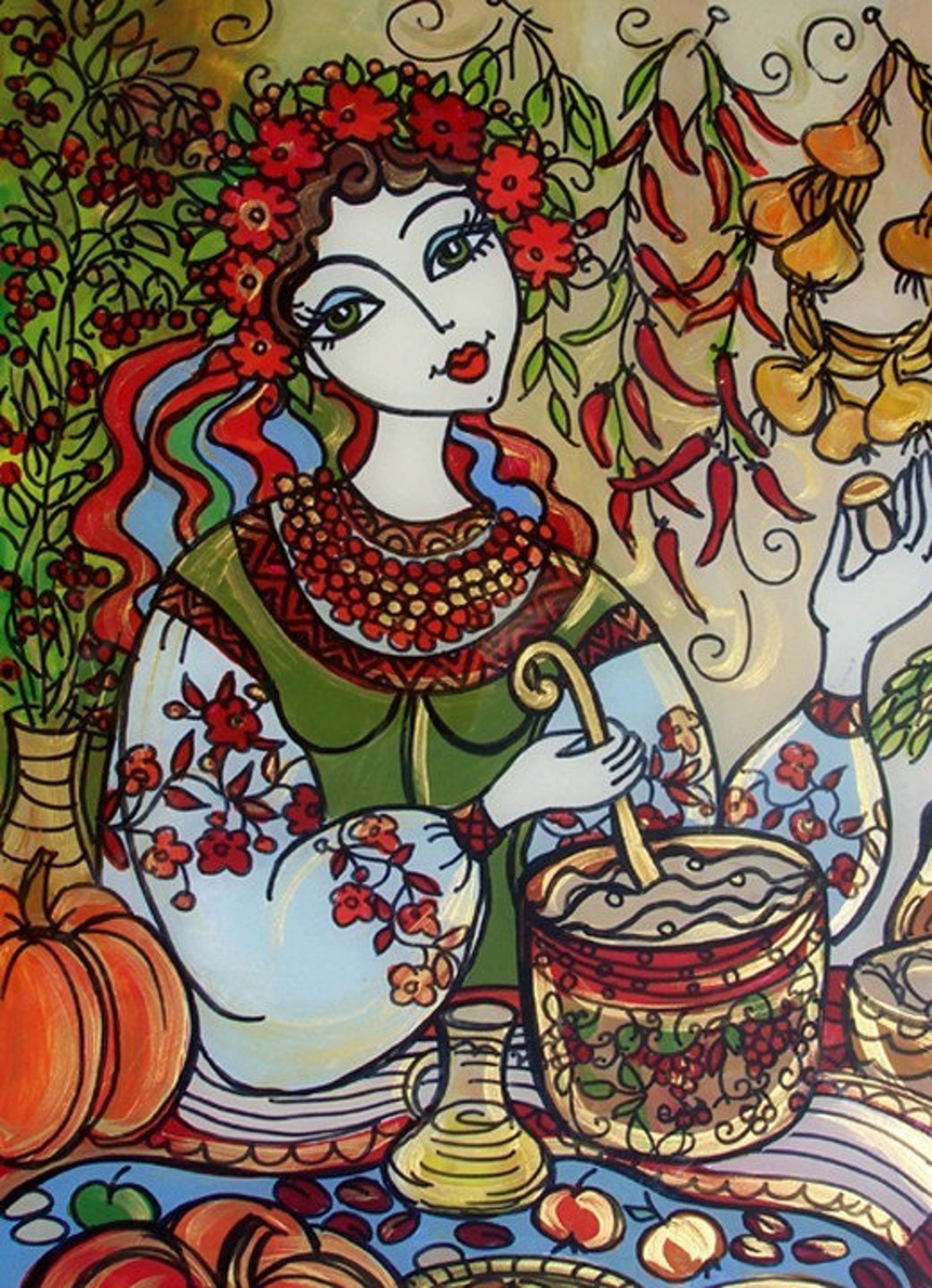 Sale Print Making Dinner Folk Art - Etsy