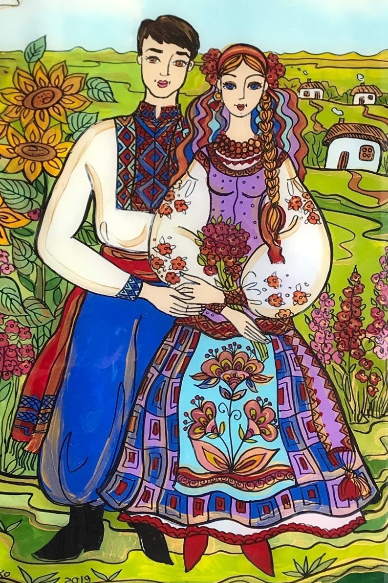 Sale Print Ukrainian Couple Engagement Folk Art - Etsy Canada