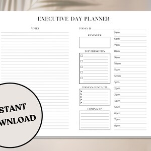 Executive Day Planner | Fillable and Printable Pdfs | Instant Digital ...