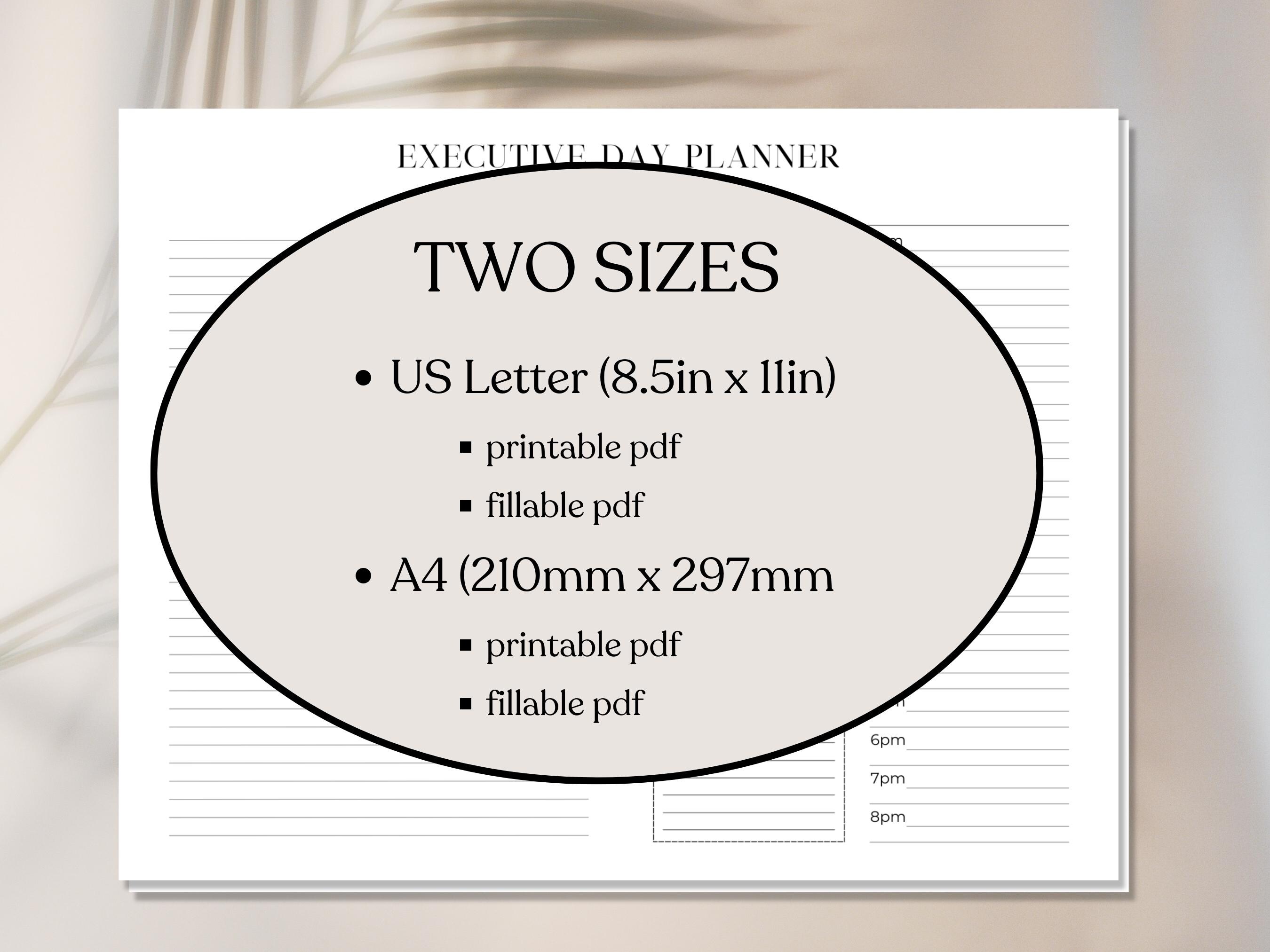 Executive Day Planner | Fillable and Printable Pdfs | Instant Digital ...