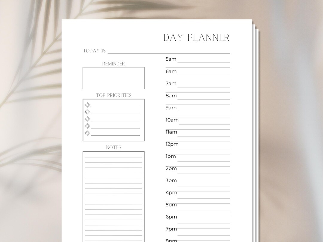Printable Day Planner | Professional Personal Planner | Minimalist ...