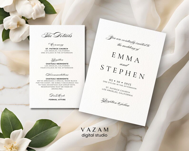 Canva Wedding Invitation Template, Timeless Classic Elegant Wedding ...