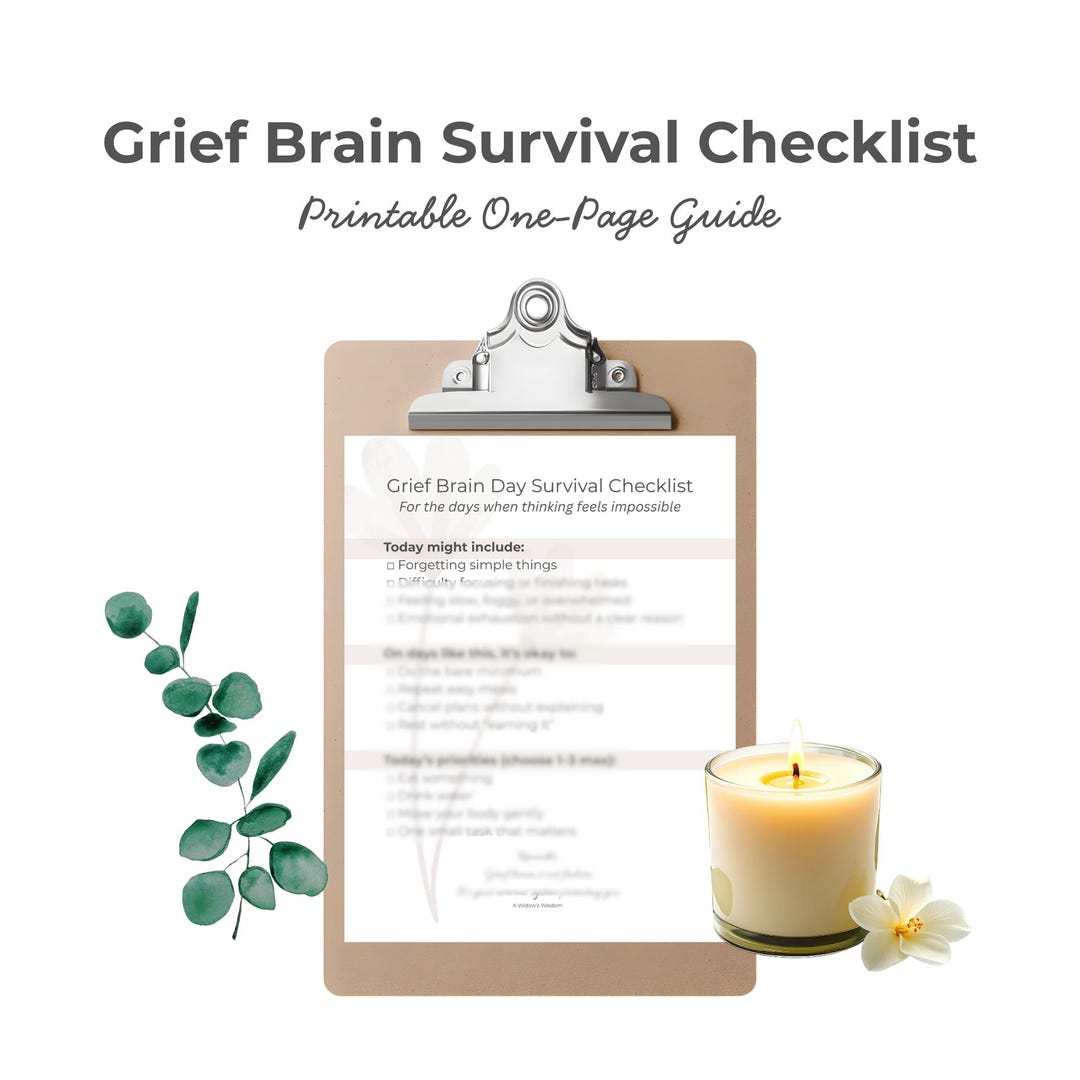 After Loss Support Printable: Grief Checklist for Widows, Mental Fog ...