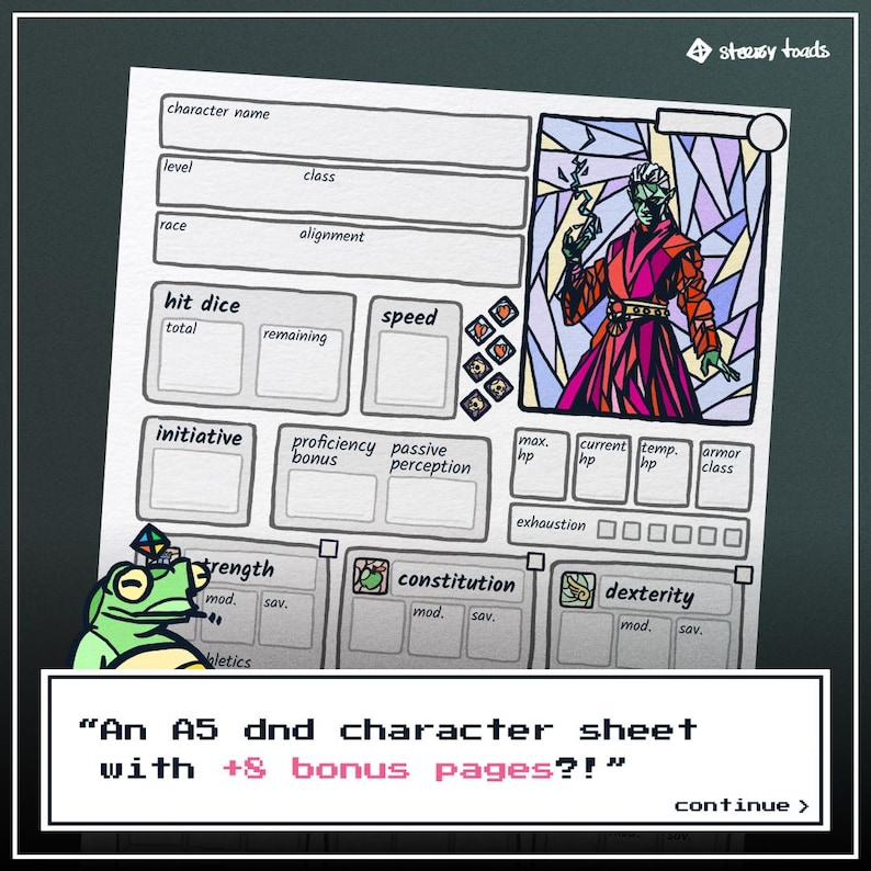 Spellslinger - Custom Dnd Character Sheet - A5 - for Digital or Print ...
