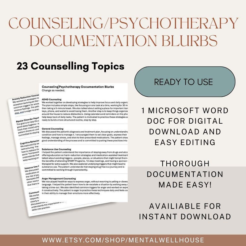Psychiatry Documentation Template Bundle for Clinicians (instant ...