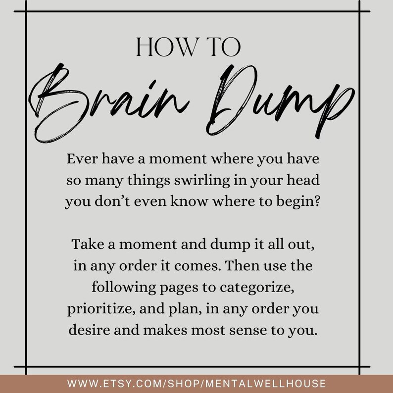 Brain Dump Template, ADHD Anxiety Planner (digital Download), Reduce ...