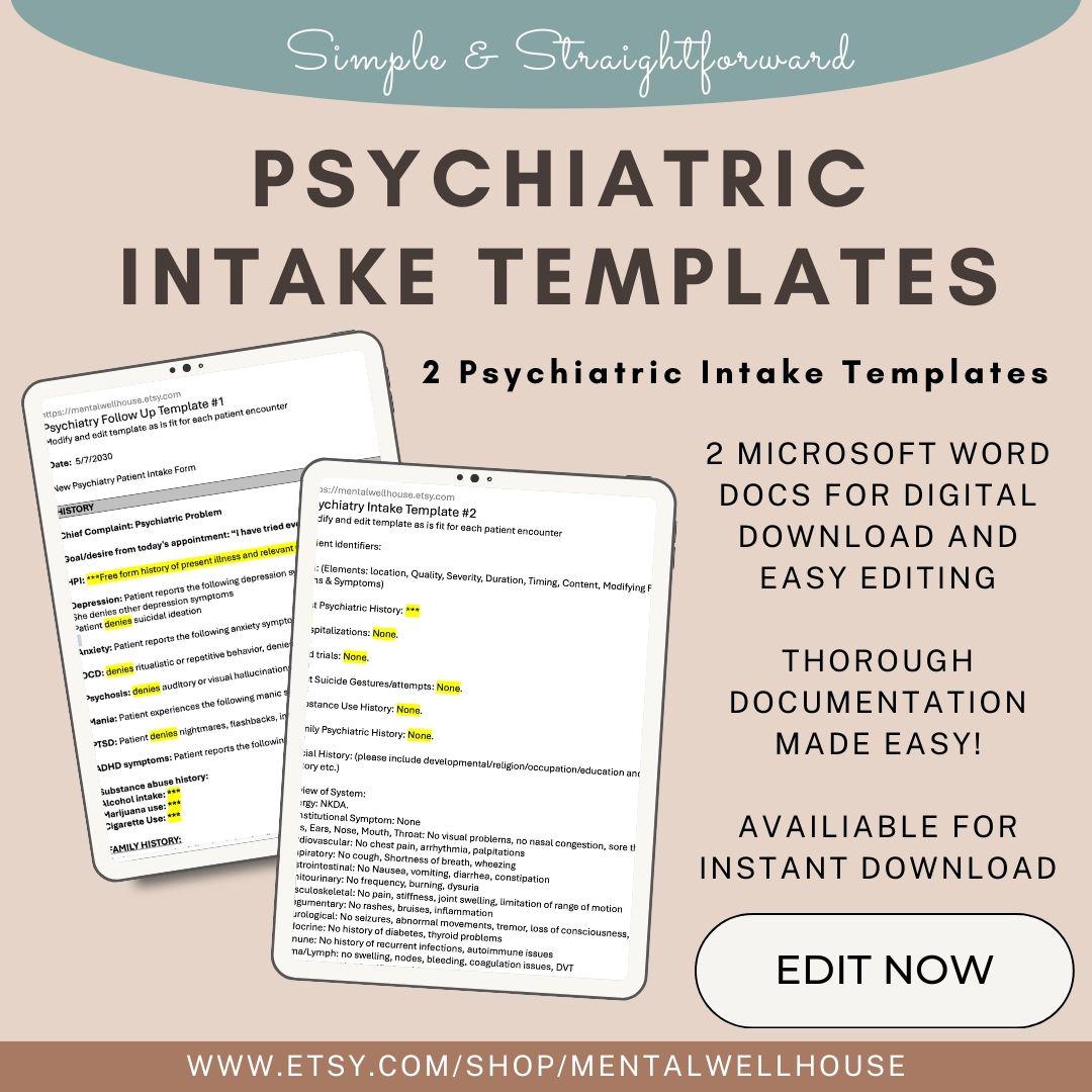 Psychiatry Clinical Template for Healthcare Students and Clinicians ...