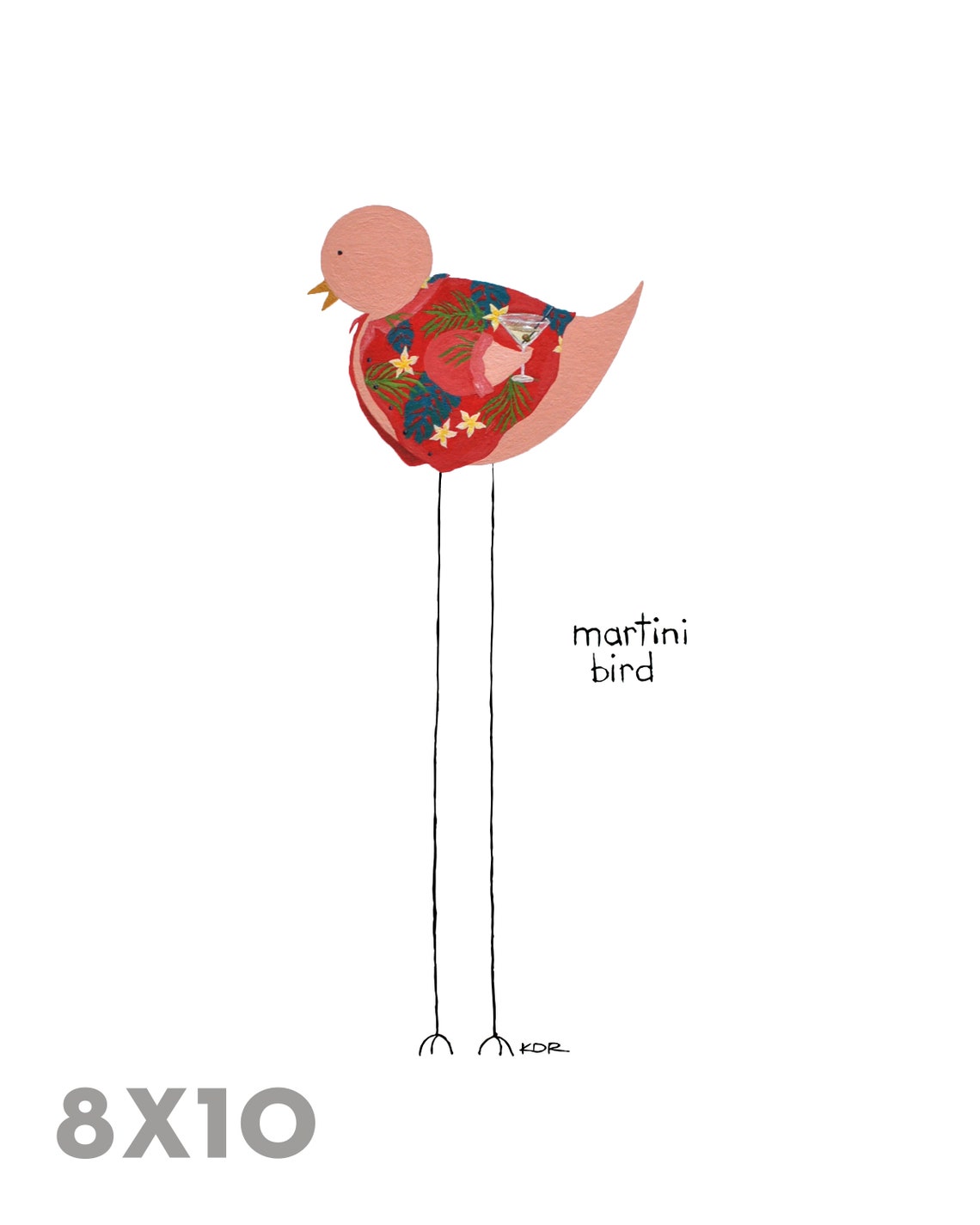 Martini Bird: Martini Wall Art, Bar Cart Wall Art, Kitchen Print ...