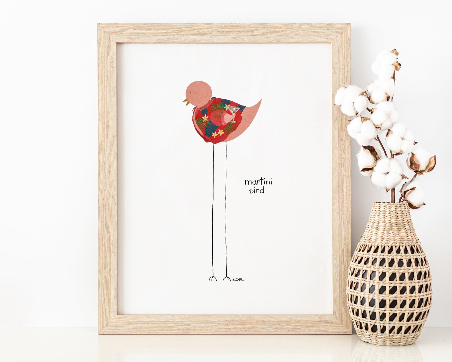 Martini Bird: Martini Wall Art, Bar Cart Wall Art, Kitchen Print ...