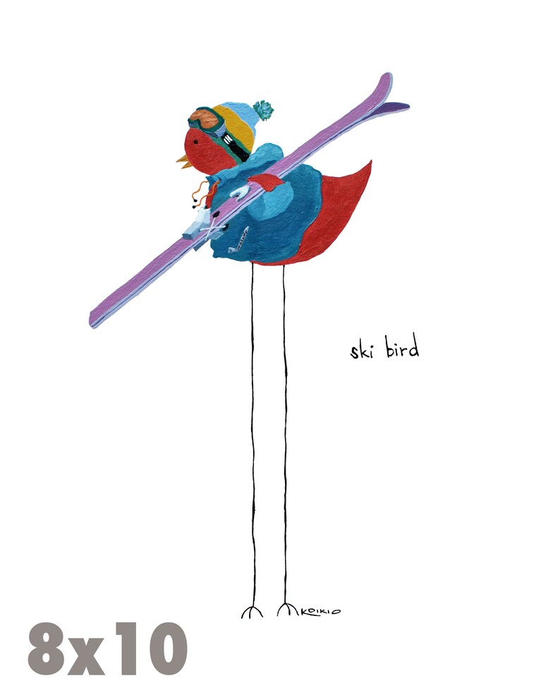 Ski Bird Art Print Bird Lover Gifts Outdoorsy Style Gift - Etsy