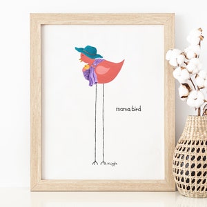 Mama Bird: Wall Art Mama Bird Art Print Baby Shower Gift - Etsy